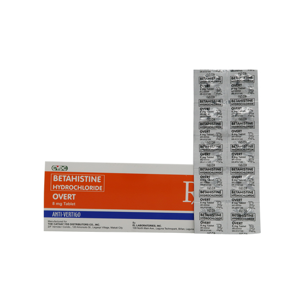 OVERT Betahistine Hydrochloride 8mg Tablet 1's price in the Philippines ...